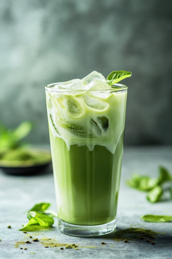 A Refreshing Drink Made with Green Liquid and Garnished with Mint ...