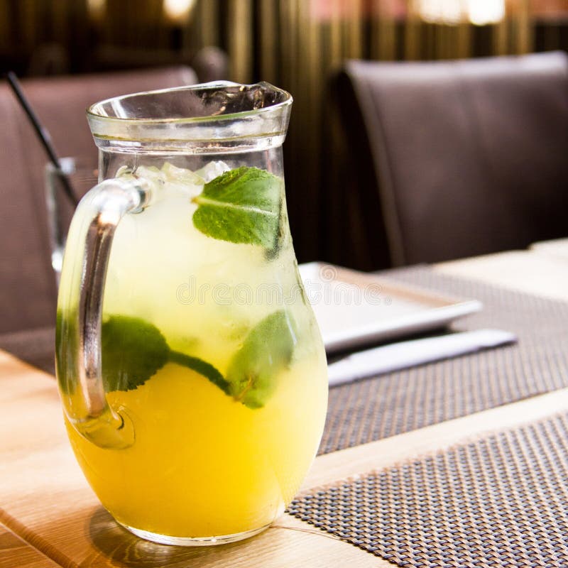 A Refreshing Drink in the Pitcher on the Table Stock Photo - Image of ...
