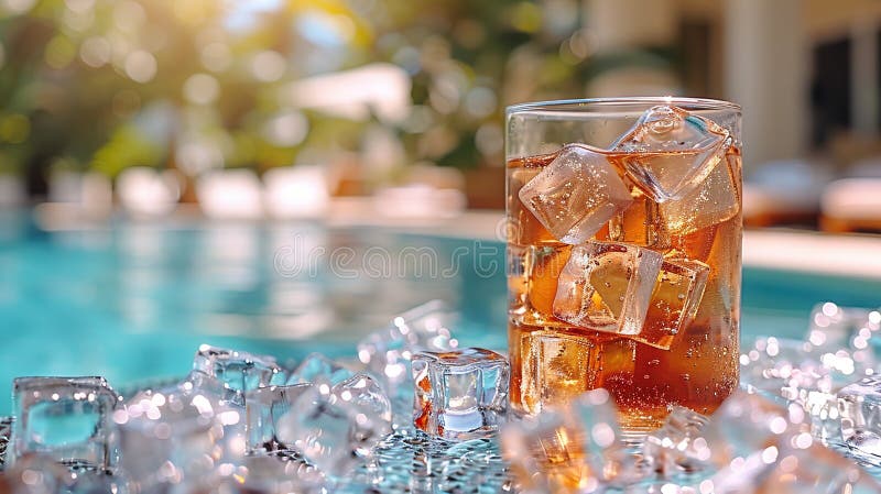 Refreshing Drink by the Pool Stock Illustration - Illustration of ...