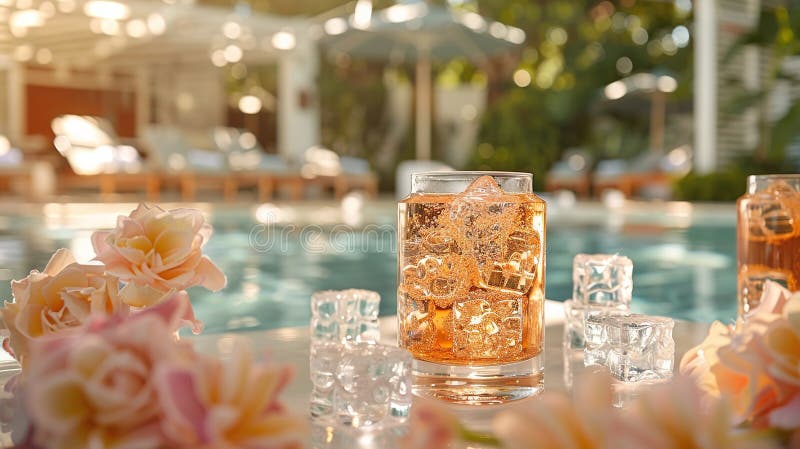 Refreshing Drink by the Pool Stock Illustration - Illustration of ...