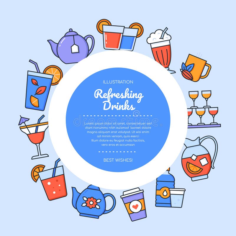 Refreshing Drinks - Colorful Vector Flat Design Style Banner Stock ...