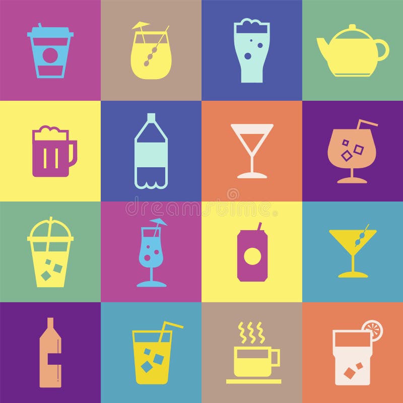 Refreshing Drinks Icons Collection Illustration Stock Vector ...
