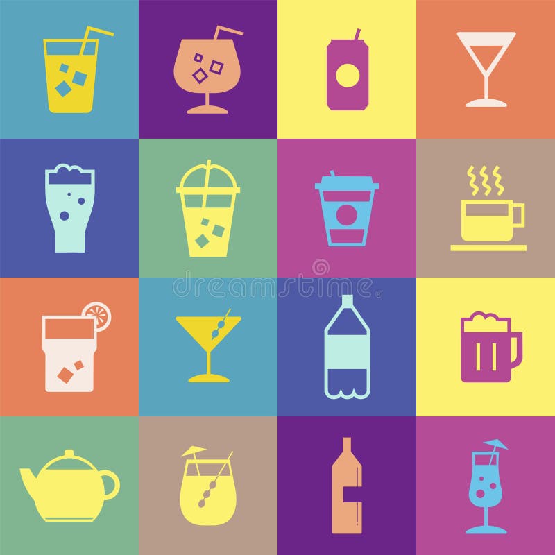 Refreshing Drinks Icons Collection Illustration Stock Vector ...