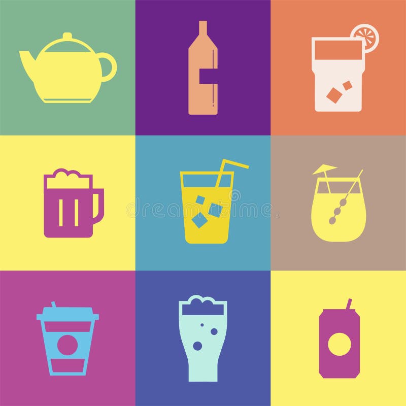 Refreshing Drinks Icons Collection Illustration Stock Vector ...