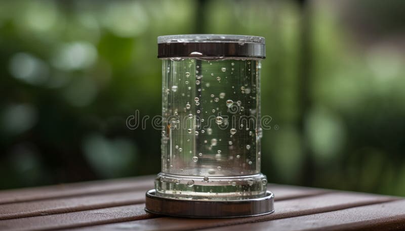 Refreshing Drop of Water in Green Glass Generated by AI Stock ...