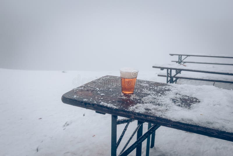 Refreshing Drought Cold Beer in Winter Time Stock Photo - Image of ...