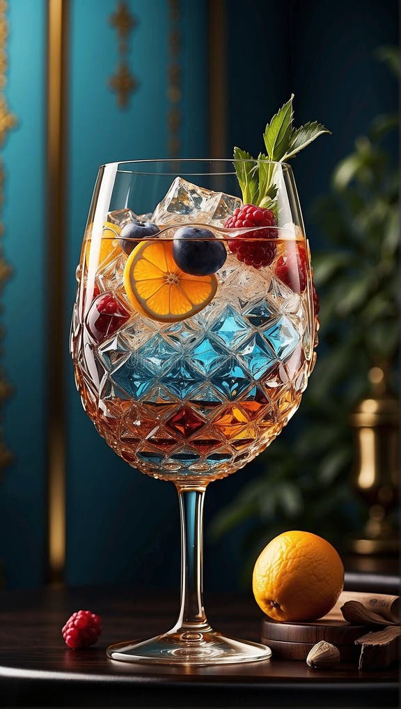 Refreshing Elegance: a Fruit and Mint Cocktail Stock Illustration ...