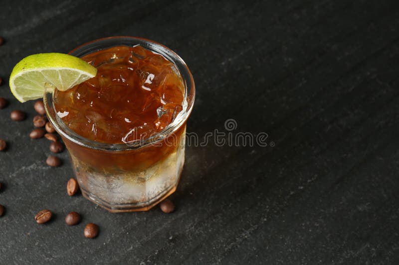 Refreshing Espresso Tonic Drink with Slice of Lime and Coffee Beans on ...