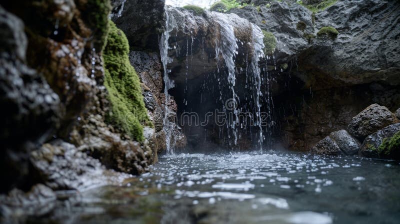 The Refreshing Feeling of Standing Under a Waterfall Created by a Hot ...