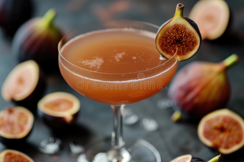 Refreshing Fig Cocktail with Mint Garnish Stock Photo - Image of purple ...