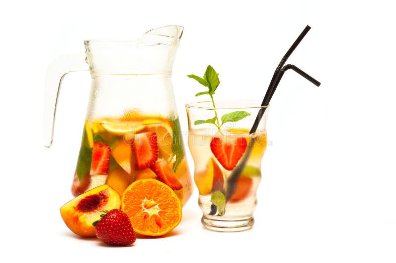 Refreshing Sangria (punch) and Fruits Stock Photo - Image of frozen ...