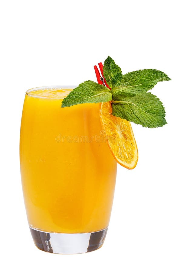 Refreshing Fruit Cocktail. Refreshing Drink with Mango Pulp, Decorated ...