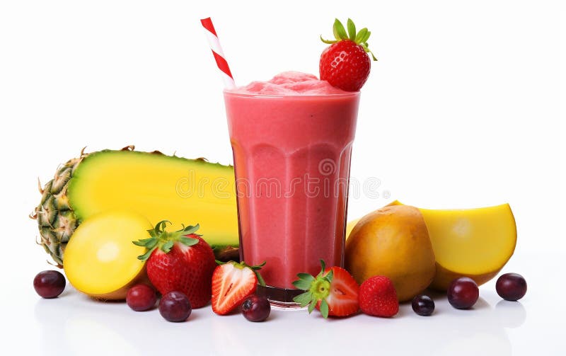 Refreshing Fruit Drink on White Background Stock Illustration ...