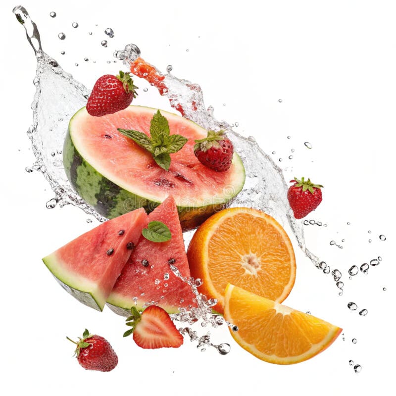 Refreshing Fruit-infused Water with Lemon Slice and Mint Sprig on White ...