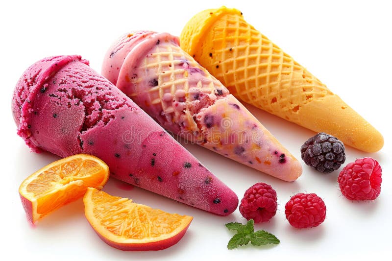 Refreshing Fruit Ice Cream Delight Close Up Stock Illustration ...