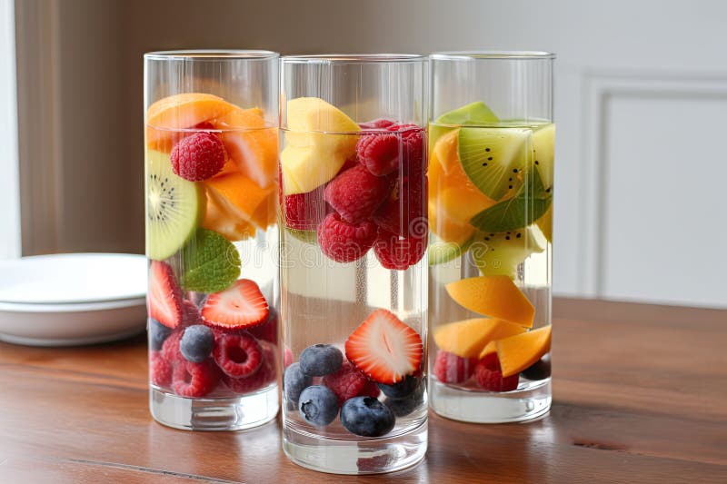 Refreshing Fruit-infused Water Beverage, with Chunks of Fruit and Ice ...