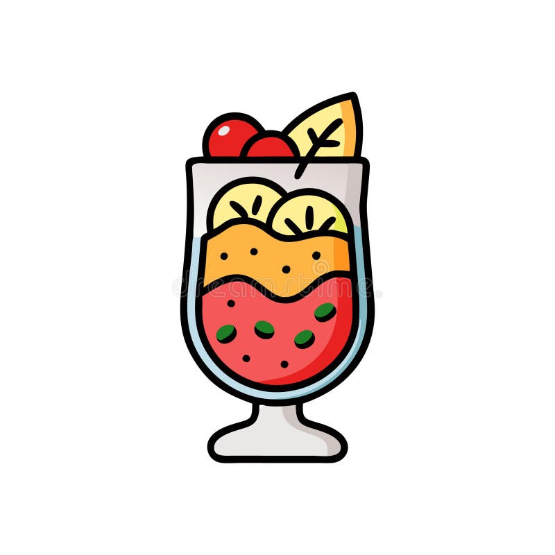 Refreshing Fruit Parfait Served in a Glass Stock Vector - Illustration ...