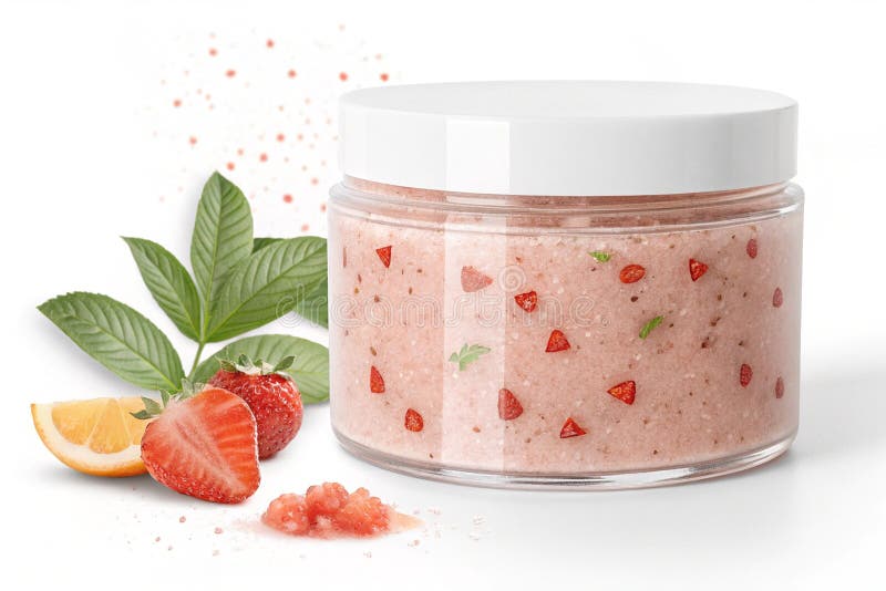 Refreshing Fruit-scented Facial Scrub in Clear Jar Stock Illustration ...