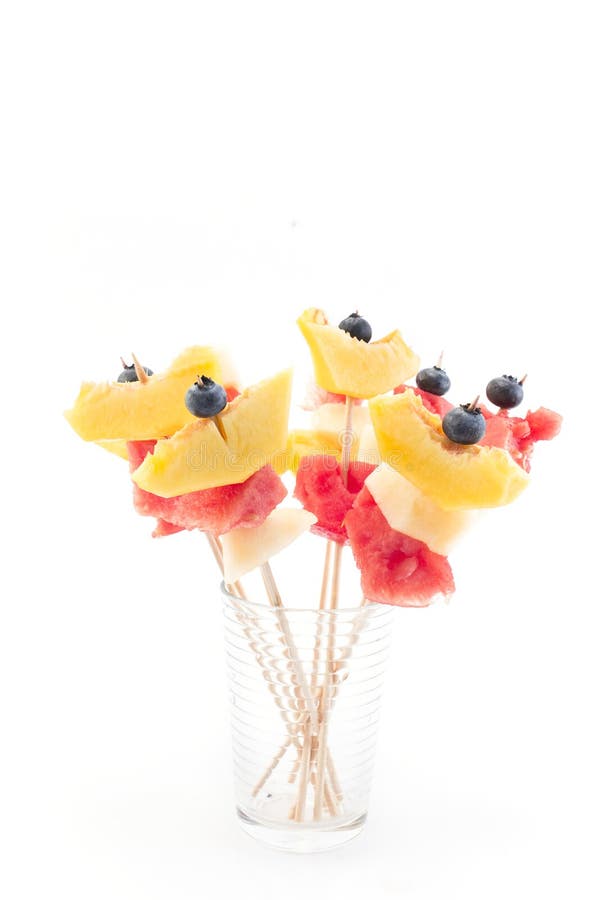 Refreshing Fruit Skewers - Fruit Snack Stock Image - Image of cute ...