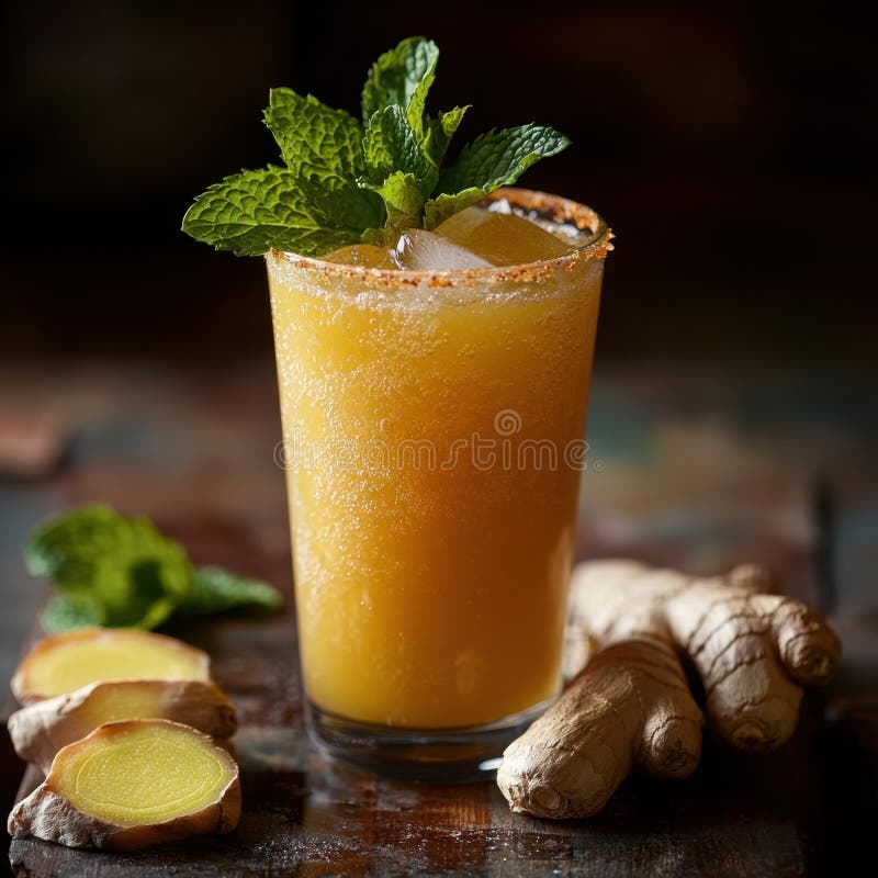 Refreshing Ginger Mint Mocktail with Ice and Fresh Ingredients for ...
