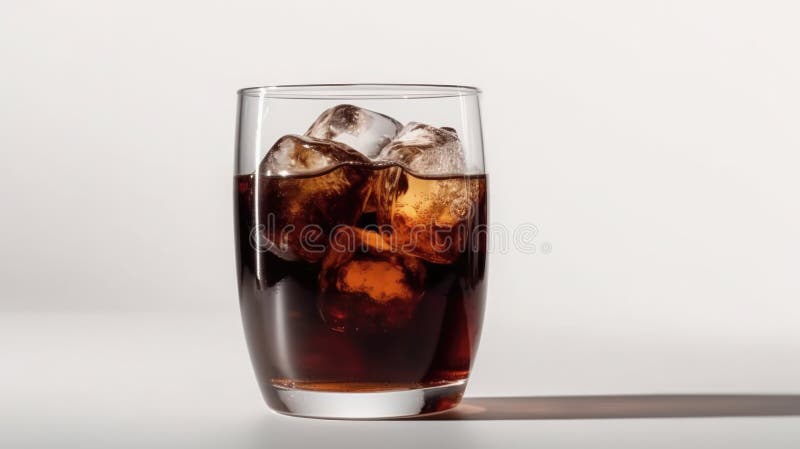 Refreshing Glass Of Ice Cold Cola On A Pristine White Surface A Thirst