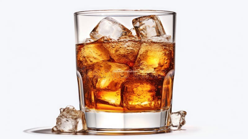 Refreshing Glass of Ice-cold Cola on a Pristine White Surface, a Thirst ...