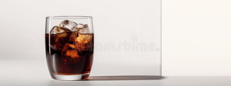 Refreshing Glass of Ice-cold Cola on a Pristine White Surface, a Thirst ...