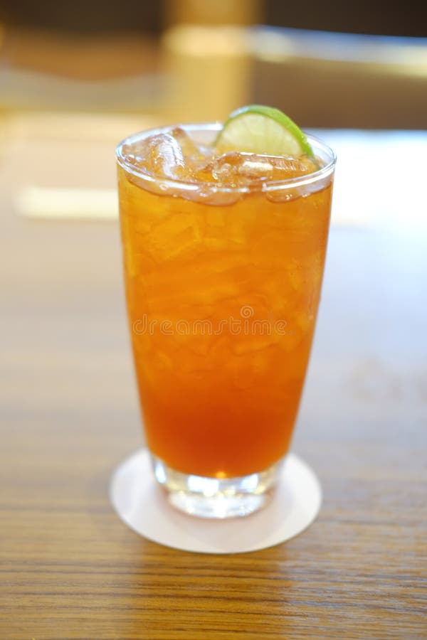 Refreshing Glass of Ice Cold Lemon Tea Stock Photo - Image of fruit ...