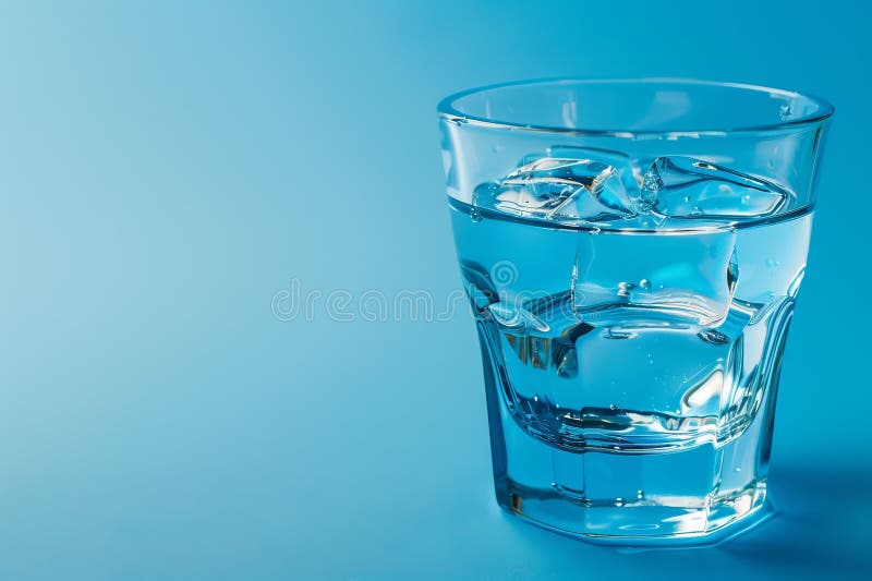 Refreshing Glass of Ice Water on a Blue Background Stock Illustration ...