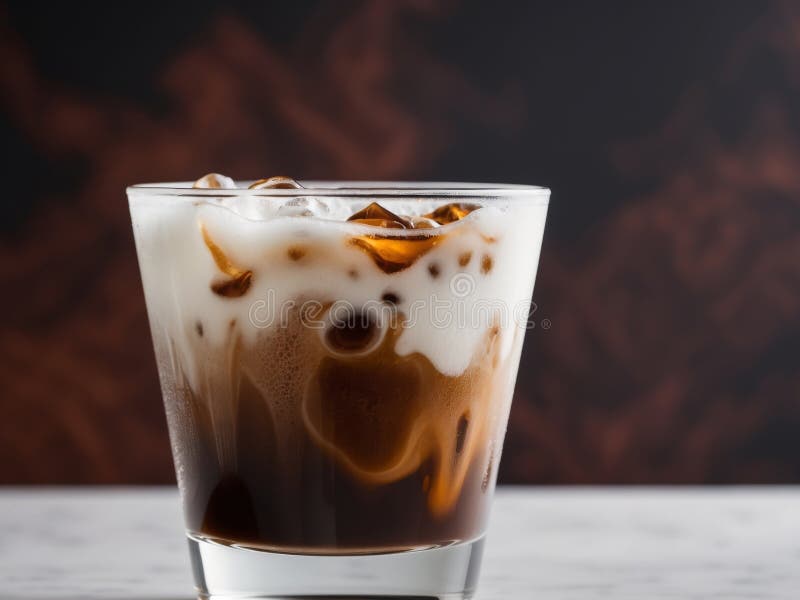 Refreshing Glass of Iced Coffee on Dark Background. Stock Illustration ...
