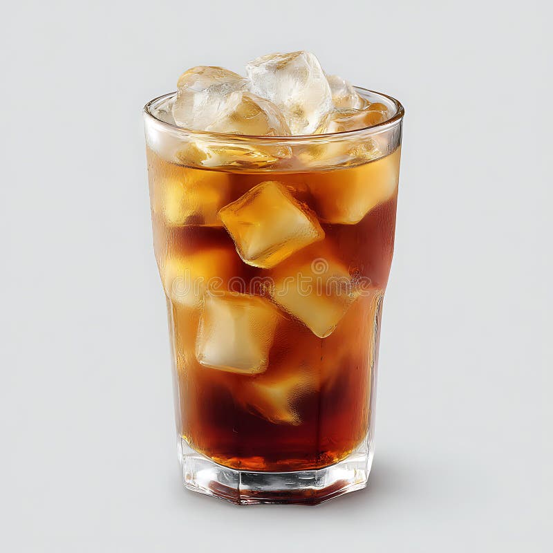 Refreshing Iced Coffee in a Glass with Ice Cubes Isolated on White ...