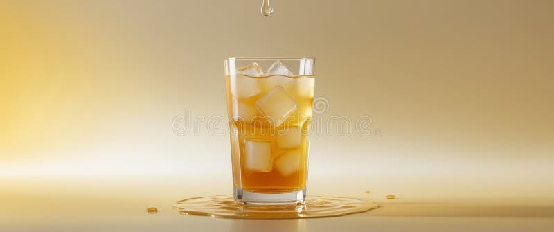 A Refreshing Glass of Iced Lemon Tea with Splash and Ice Cubes on a ...