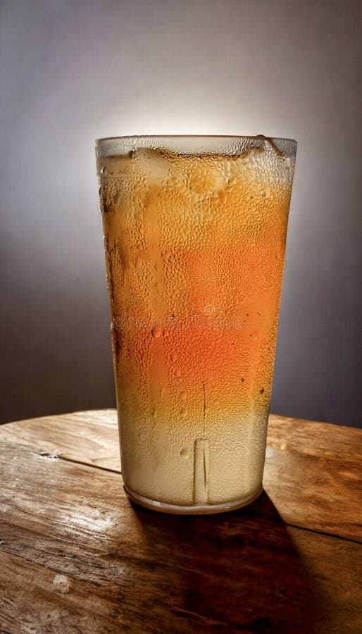 Refreshing Glass of Iced Tea with Ice Cubes and Dew Drops on Surface ...