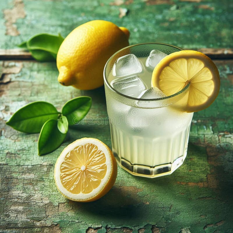 A Refreshing Glass of Lemonade on a Rustic Table Stock Illustration ...