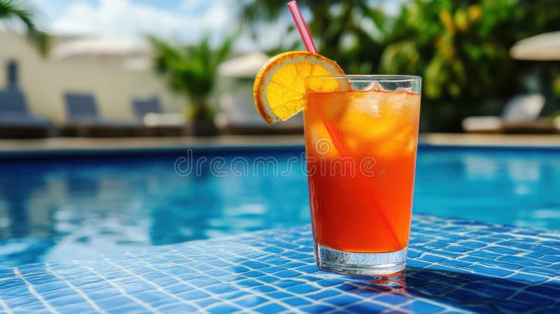 A Refreshing Glass of Orange Juice Sits on a Table beside a Tranquil ...