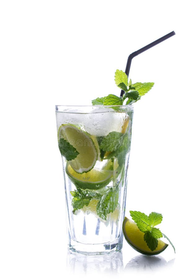 Mojito Drink with Limeand Berries, Closeup . Macro Concept of Lemon ...