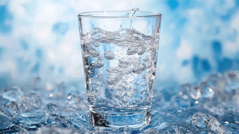Refreshing Glass of Water with Bubbles - Hydration and Health Stock ...