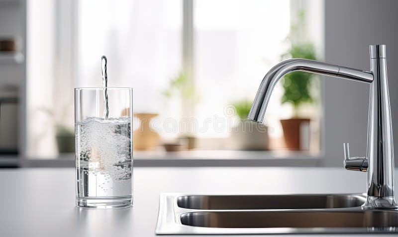 A Refreshing Glass of Water by the Sink Stock Illustration ...