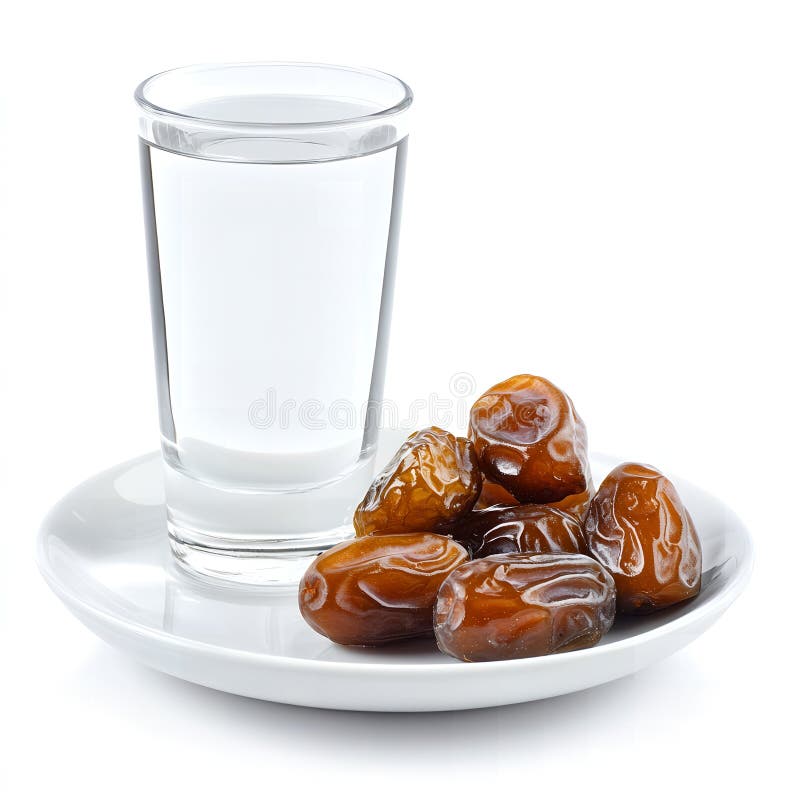 Refreshing Glass of Water with Sweet Dates on a Plate Healthy Hydration ...