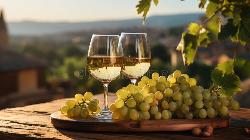 Refreshing Glass of White Wine with Green Grapes AI Generated Stock ...