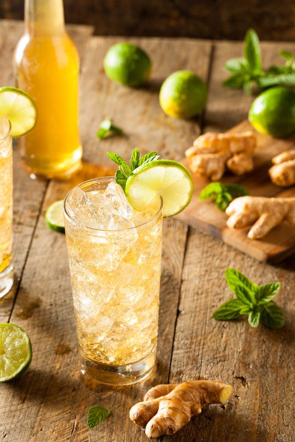 Refreshing Golden Ginger Beer Stock Image - Image of food, cocktail ...