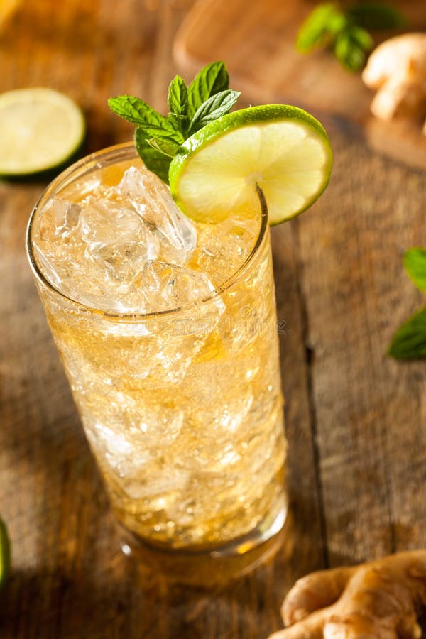 Refreshing Golden Ginger Beer Stock Photo - Image of liquor, glass ...