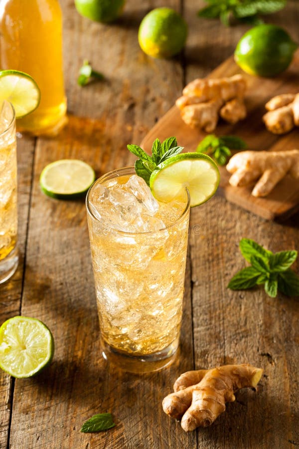 Refreshing Golden Ginger Beer Stock Image - Image of sweet, garnish ...