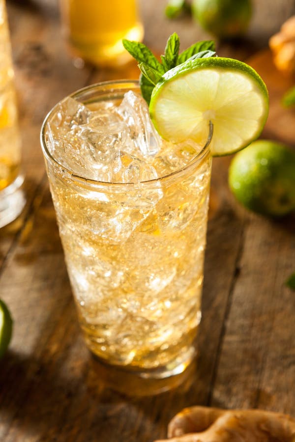 Refreshing Golden Ginger Beer Stock Image - Image of lemon, ginger ...