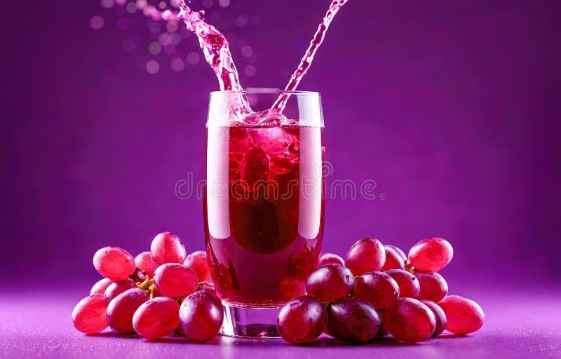 Refreshing Grape Juice, Splash in Clear Glass. Splash of Grape Juice in ...