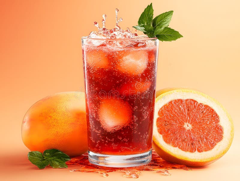 Refreshing Grapefruit Iced Drink with Mint Royalty Free Image Stock ...