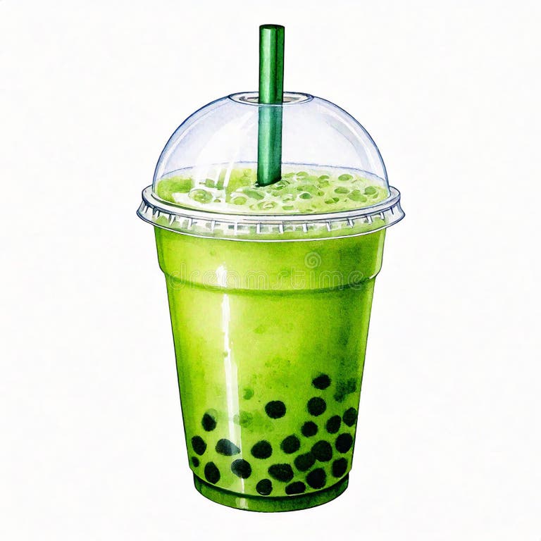 Refreshing Green Bubble Tea with Tapioca Pearls in a Clear Cup Stock ...
