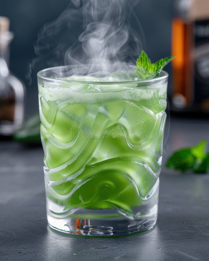 Refreshing Green Cocktail with Smoke Stock Illustration - Illustration ...