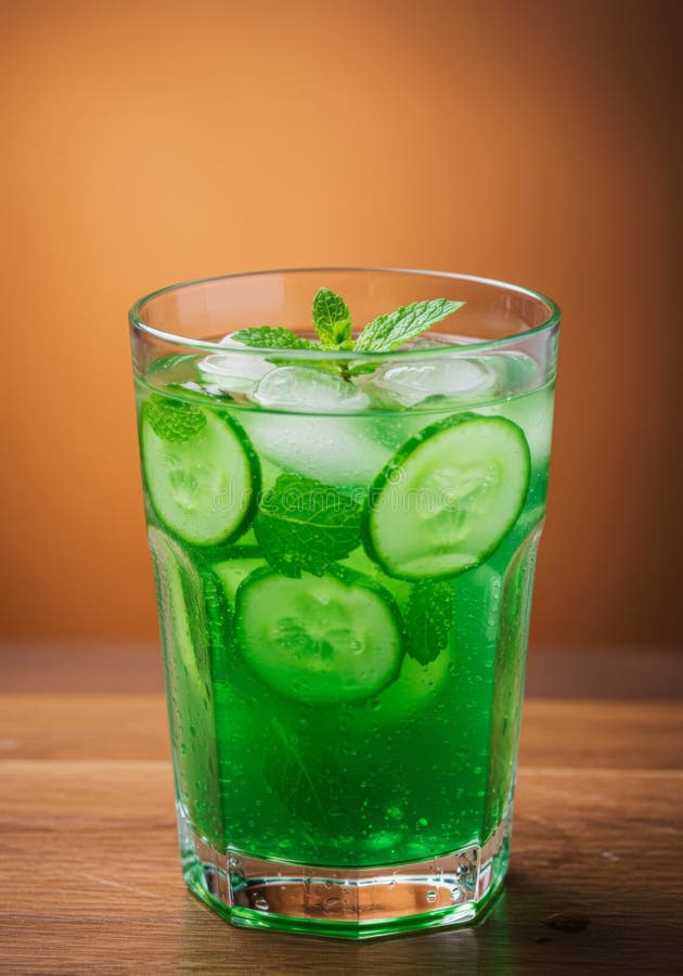Refreshing Green Cucumber Mint Cocktail with Ice Stock Illustration ...