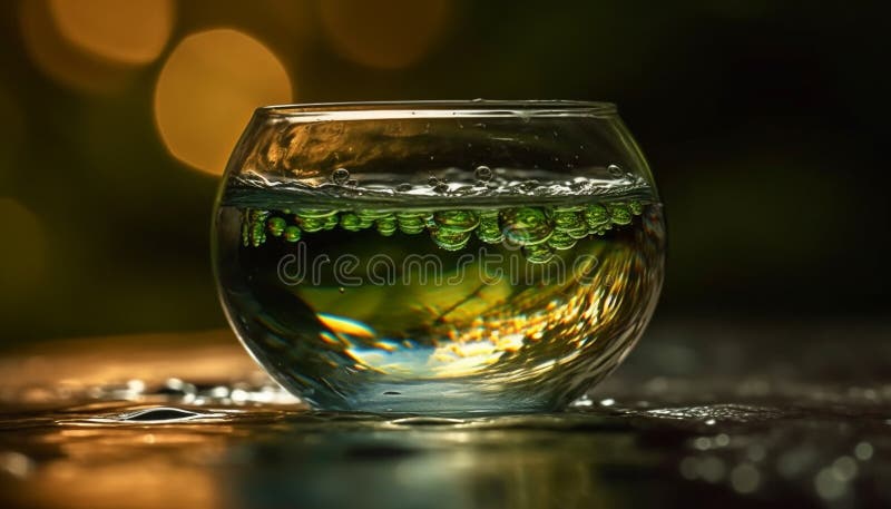 Refreshing Green Drink in Glass with Bubbles Generated by AI Stock ...